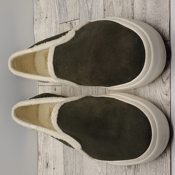 Keds | Shoes | Keds Double Decker Od Green Suedefaux Shearling Slipon ...